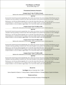 Combination Resume Template for Microsoft Word