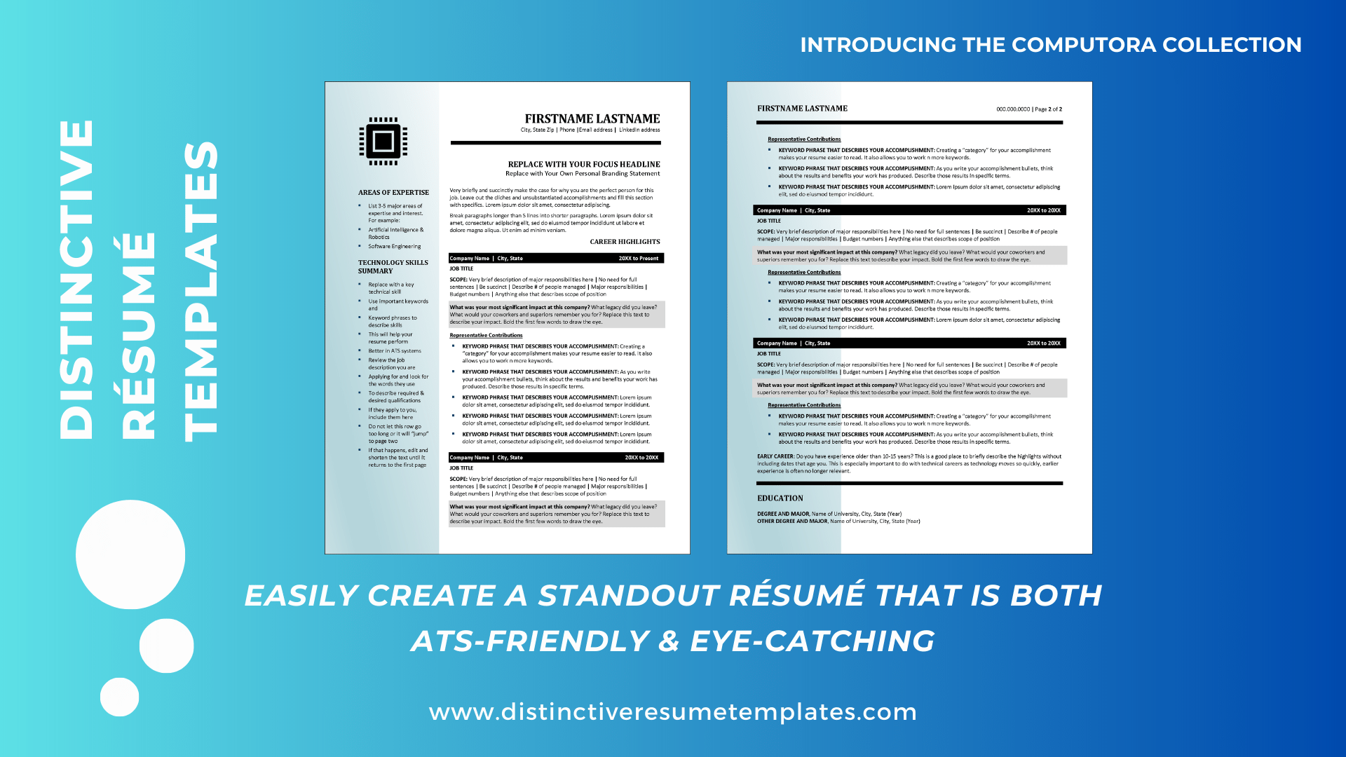 Computer Science Resume Template | Distinctive Resume Templates