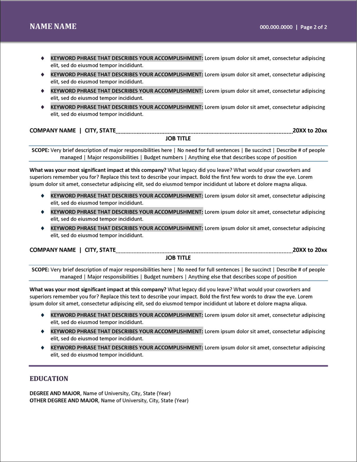 C-Suite Addendum, Executive Bio, References & Letter Templates