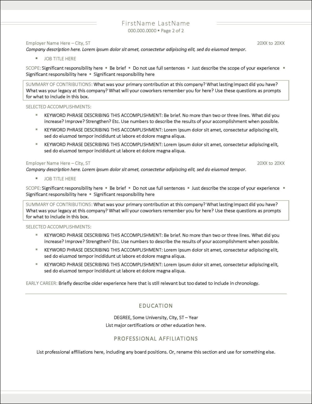 Clean-Looking Resume Addendum, Bio, References & Letter Templates