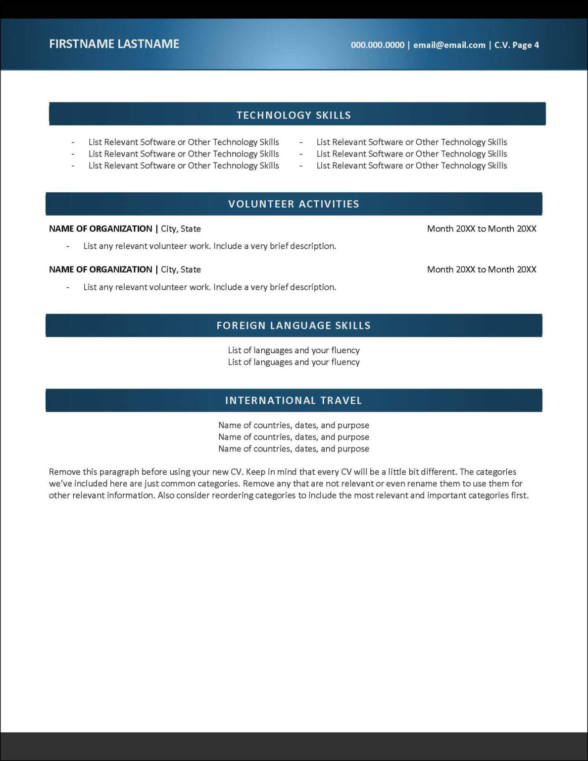 Modern Research CV Template for Microsoft Word