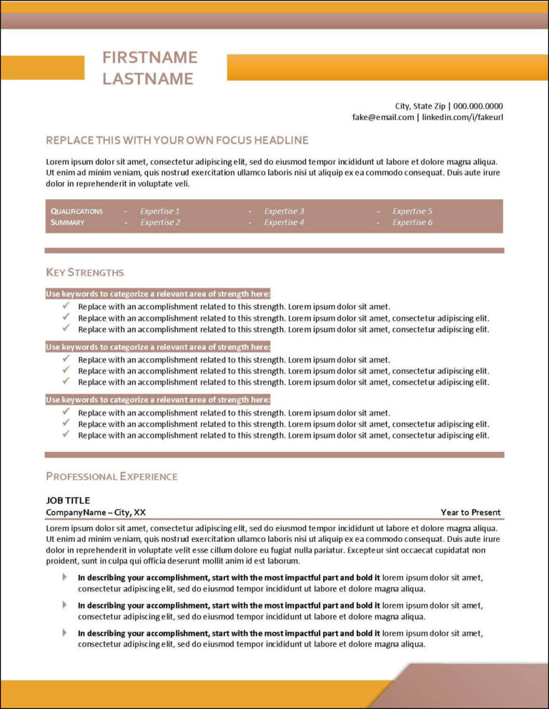Instantly Downloadable Job Resume Template