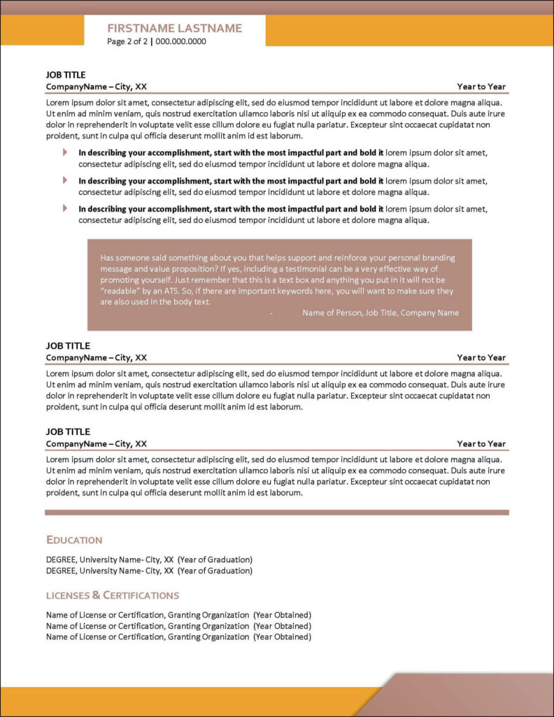 Instantly Downloadable Job Resume Template