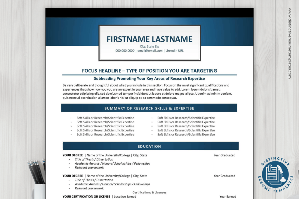 Modern Research CV Template for Microsoft Word