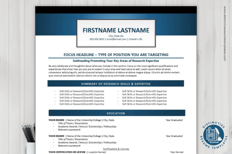 Modern Research CV Template for Microsoft Word