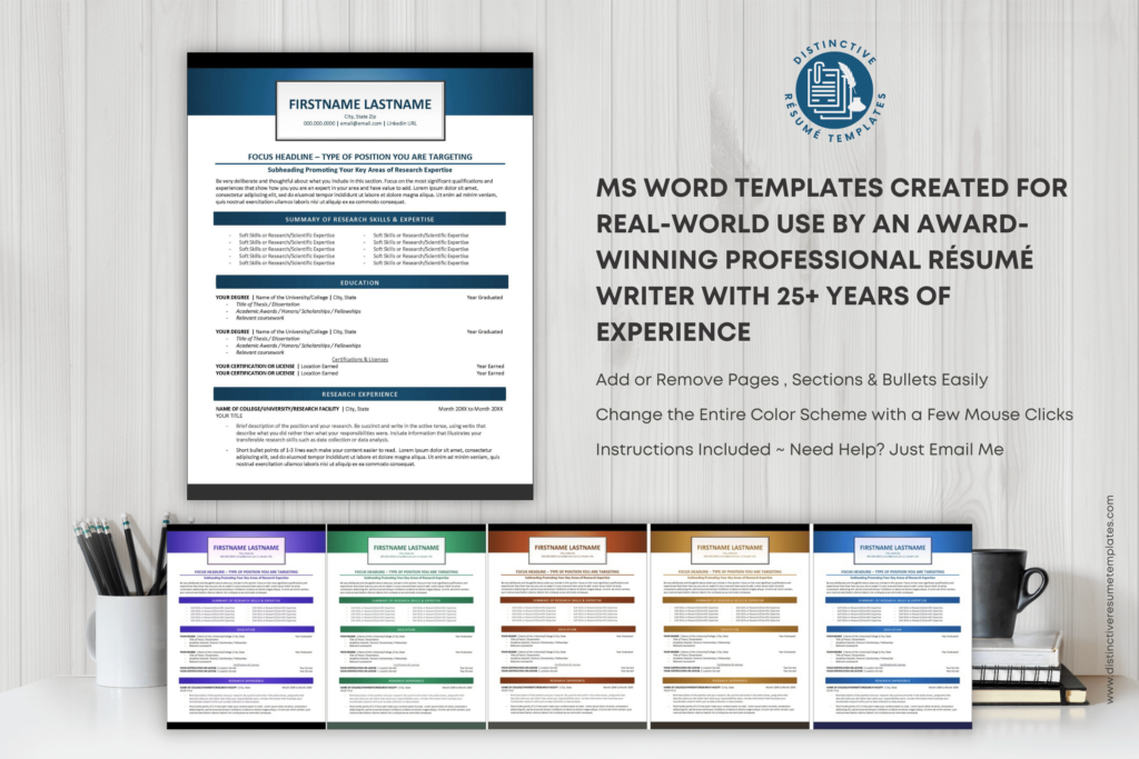 Modern Research CV Template for Microsoft Word