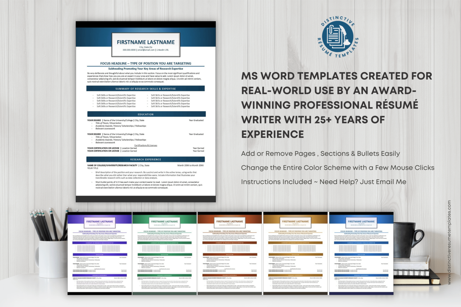 Modern Research CV Template for Microsoft Word