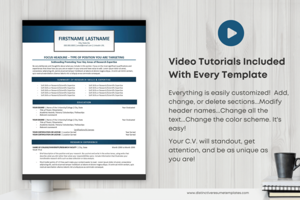 Modern Research CV Template for Microsoft Word