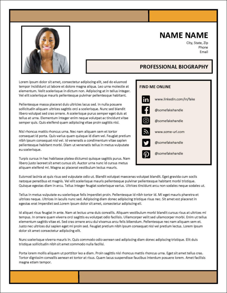 Eye-Catching Template for a Resume With Social Media Links