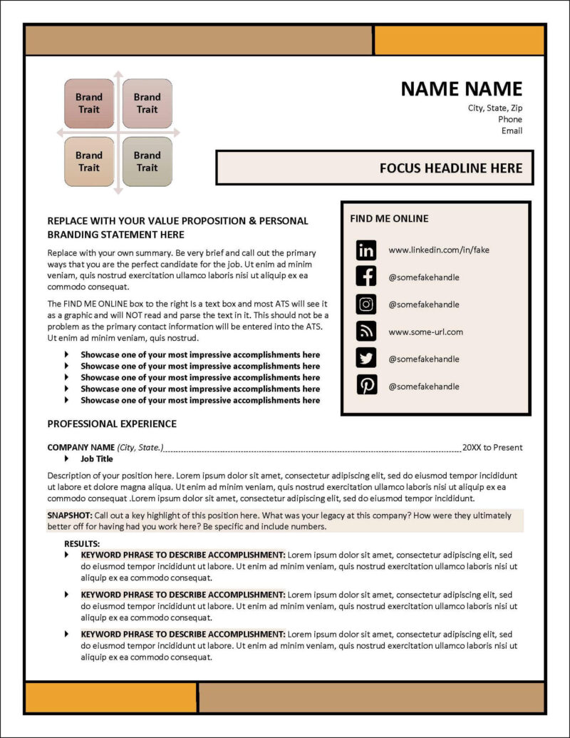 Early-Career Resume Templates - Distinctive Resume Templates