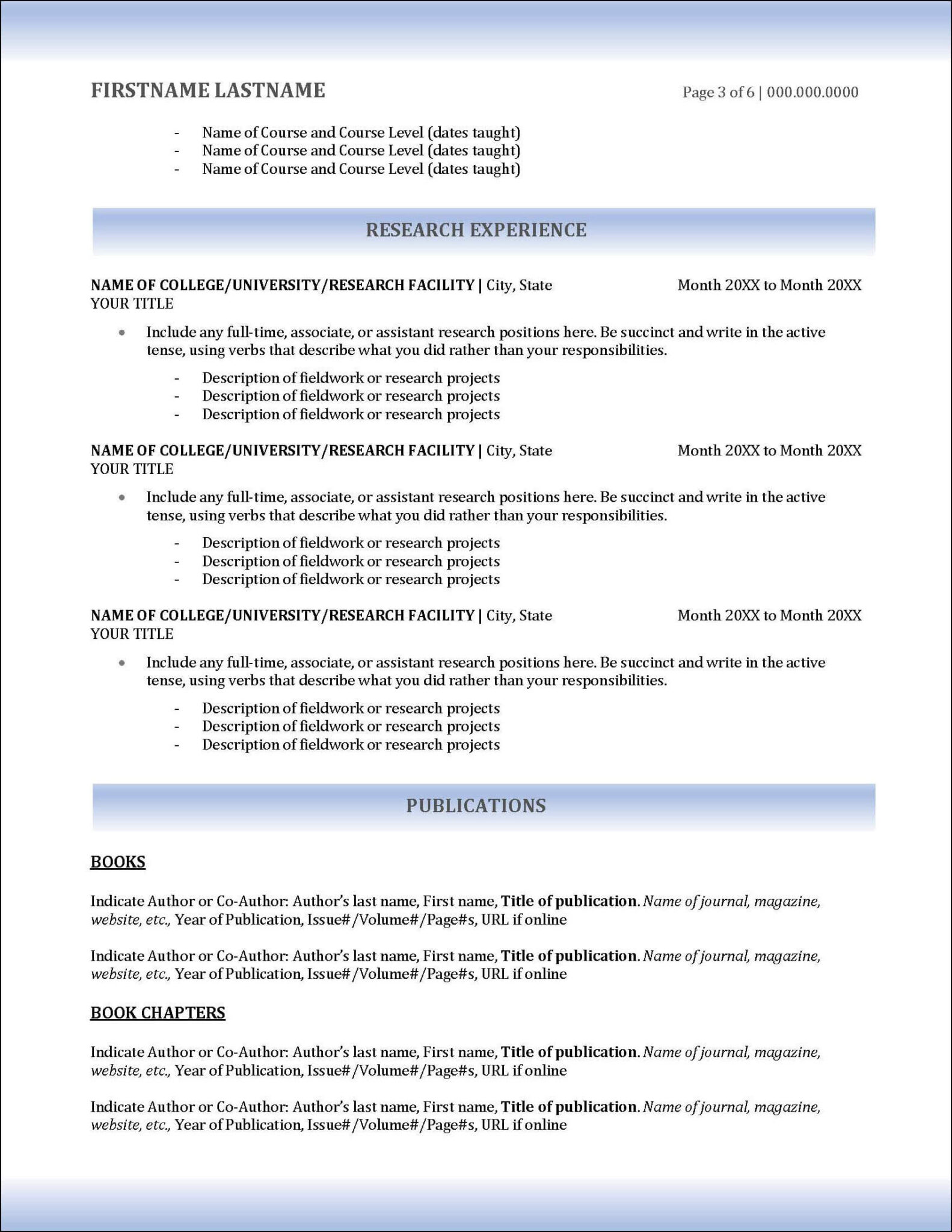 Modern Academic CV Template for Microsoft Word