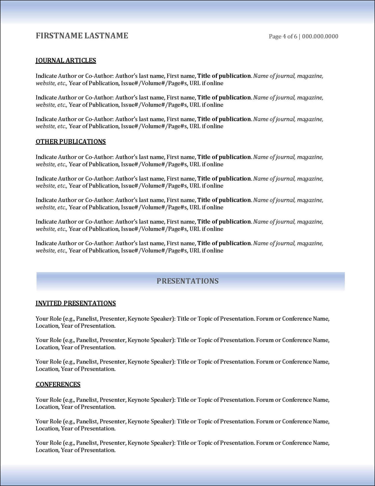 Modern Academic CV Template for Microsoft Word