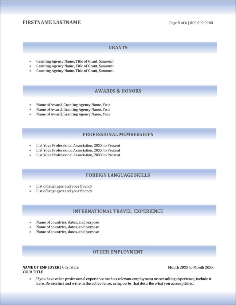 Modern Academic CV Template for Microsoft Word