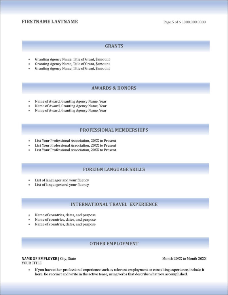 Modern Academic CV Template for Microsoft Word