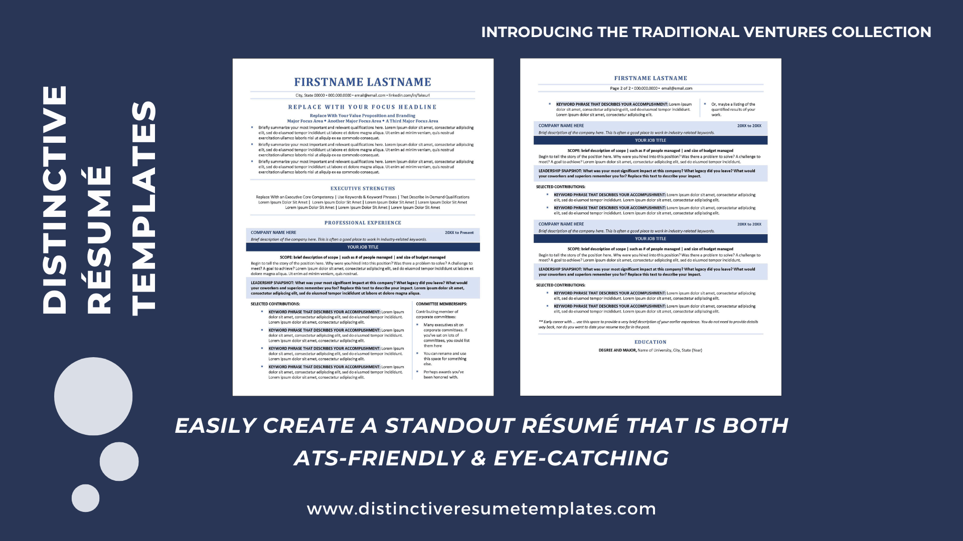 Traditional Executive Resume for Microsoft Word