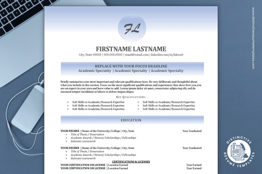 Modern Academic CV Template for Microsoft Word