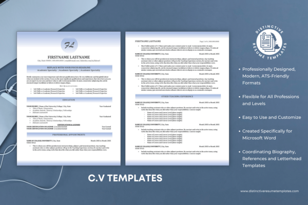 Modern Academic CV Template for Microsoft Word