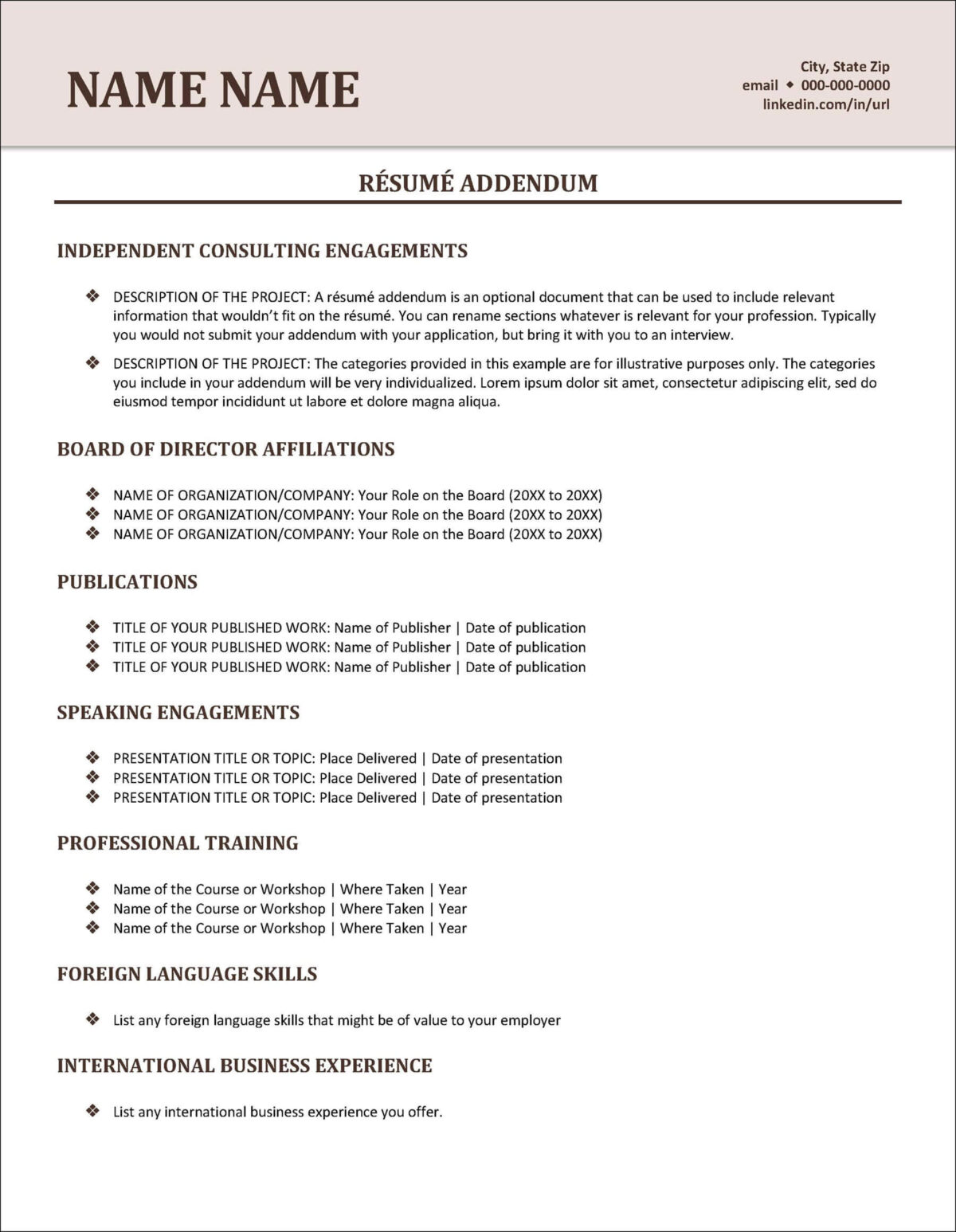 Good Resume Template for Professional & Executive Resumes