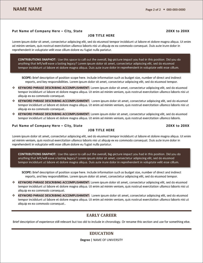 Good Resume Template for Professional & Executive Resumes