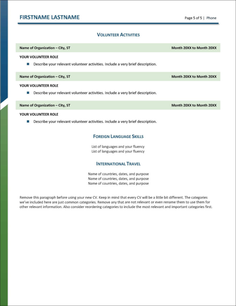 Custom-Designed Professional CV Template for MS Word