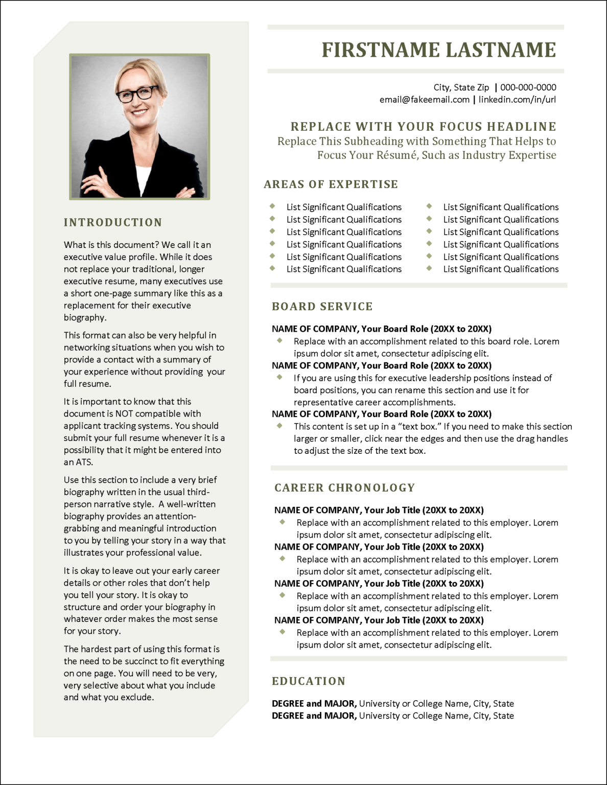 Eye-Catching Executive Biography Templates for Microsoft Word