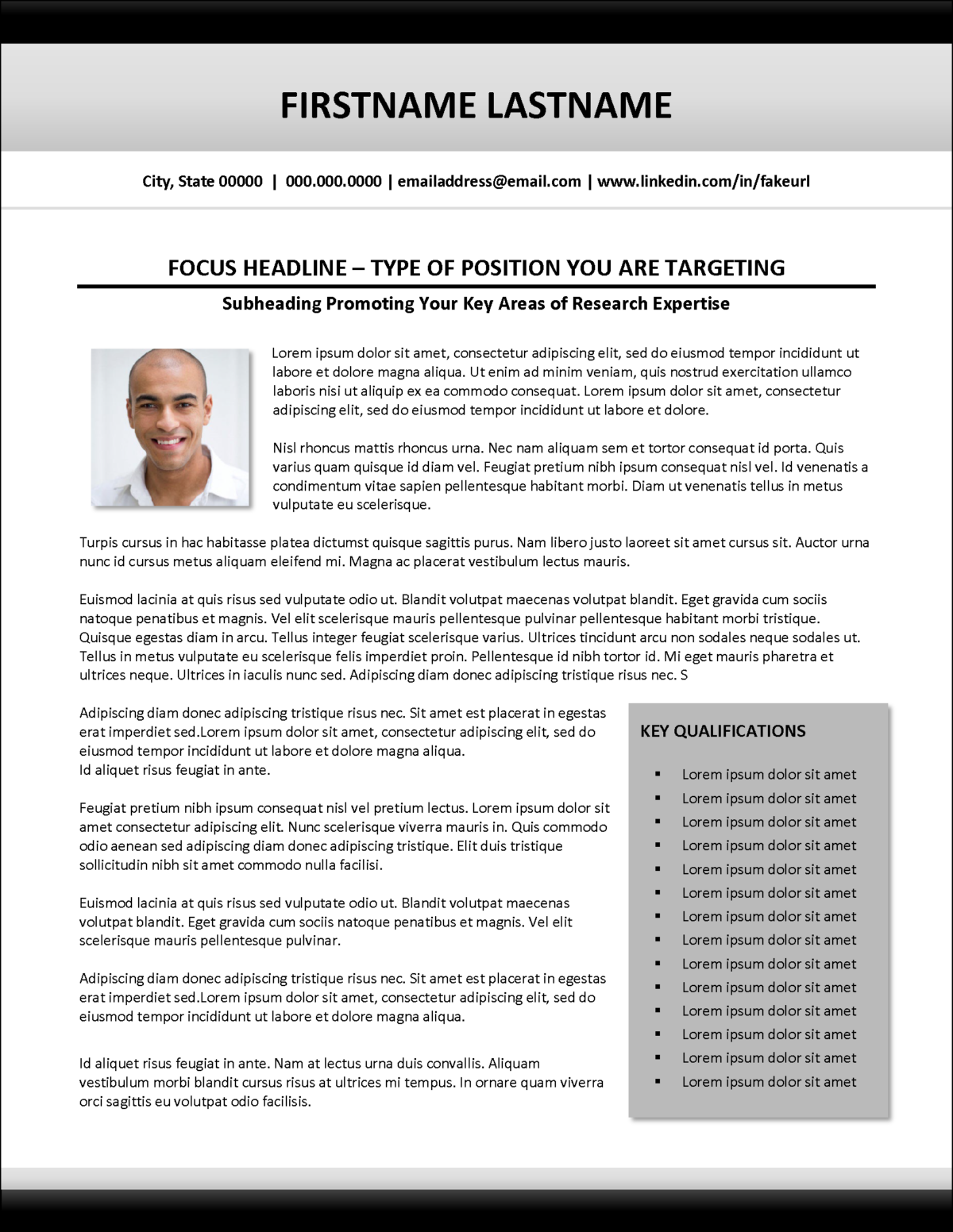 Professional Biography, References & Cover Letter Templates