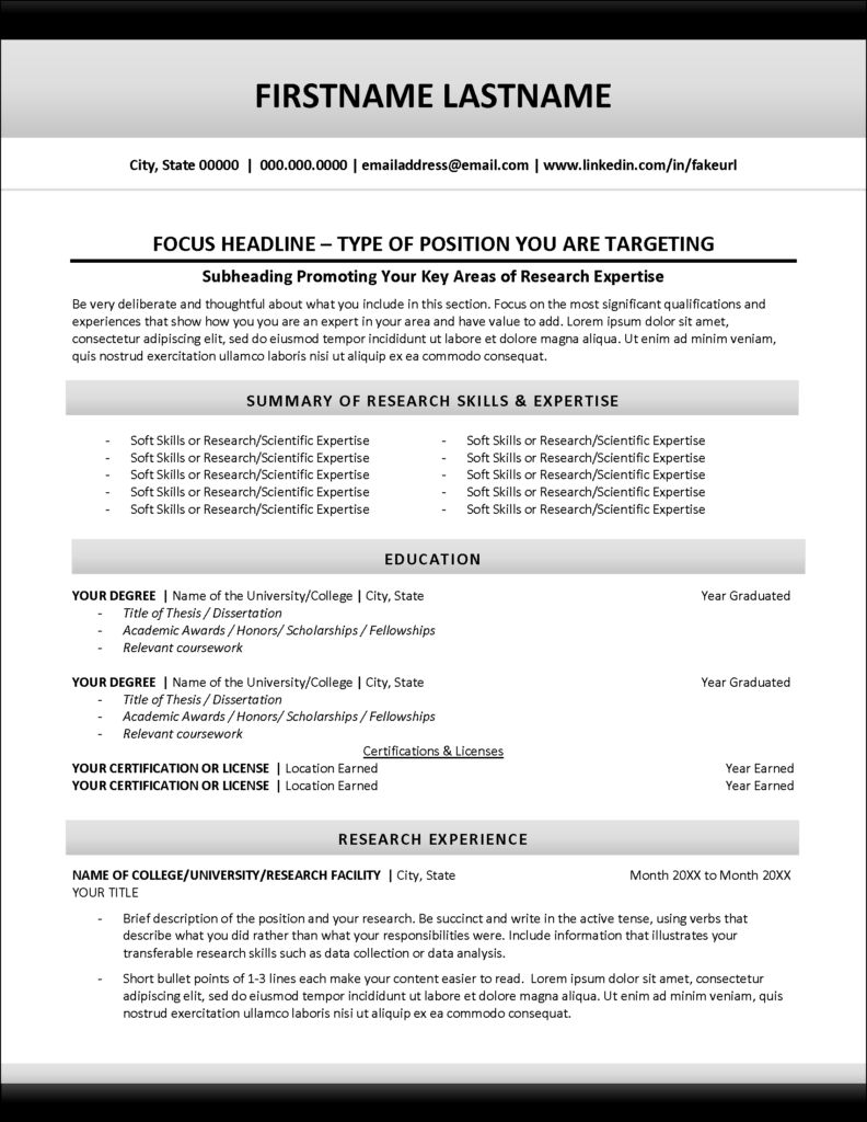 Conservative CV Template for Academia & Research