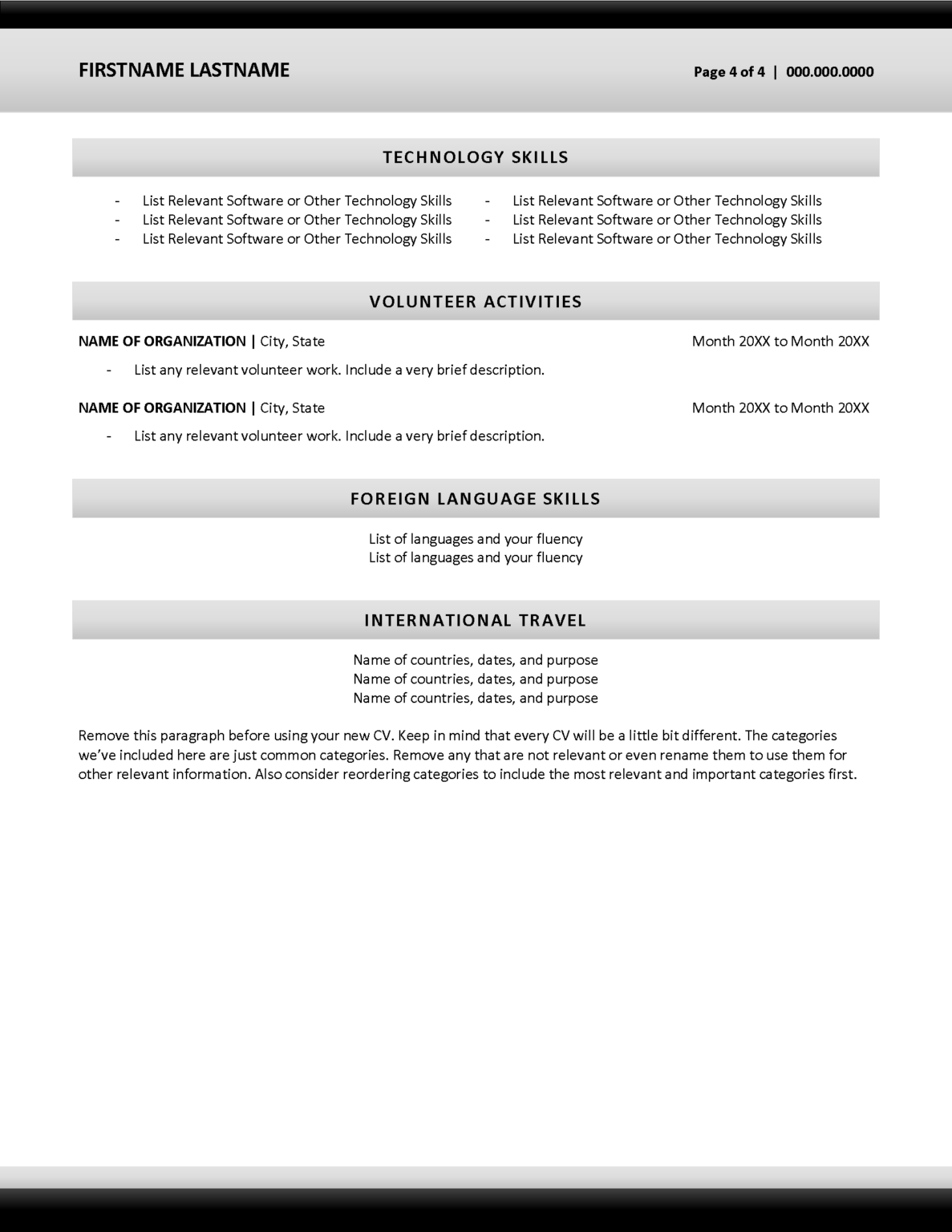 Conservative CV Template for Academia & Research