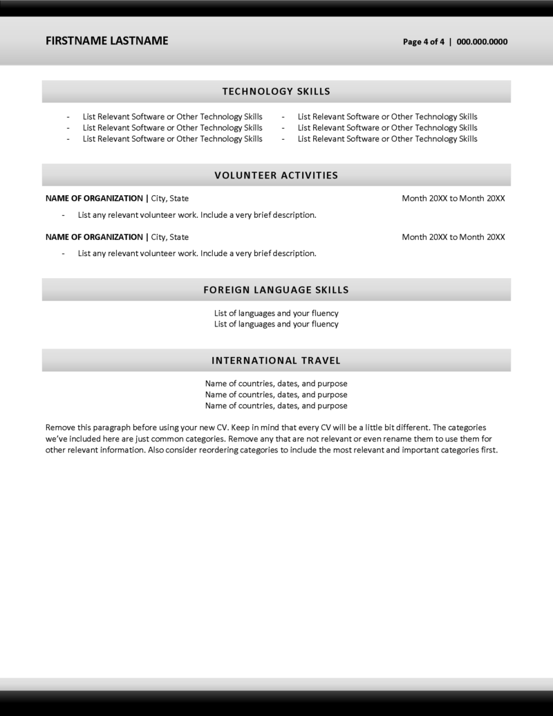 Professional Biography, References & Cover Letter Templates