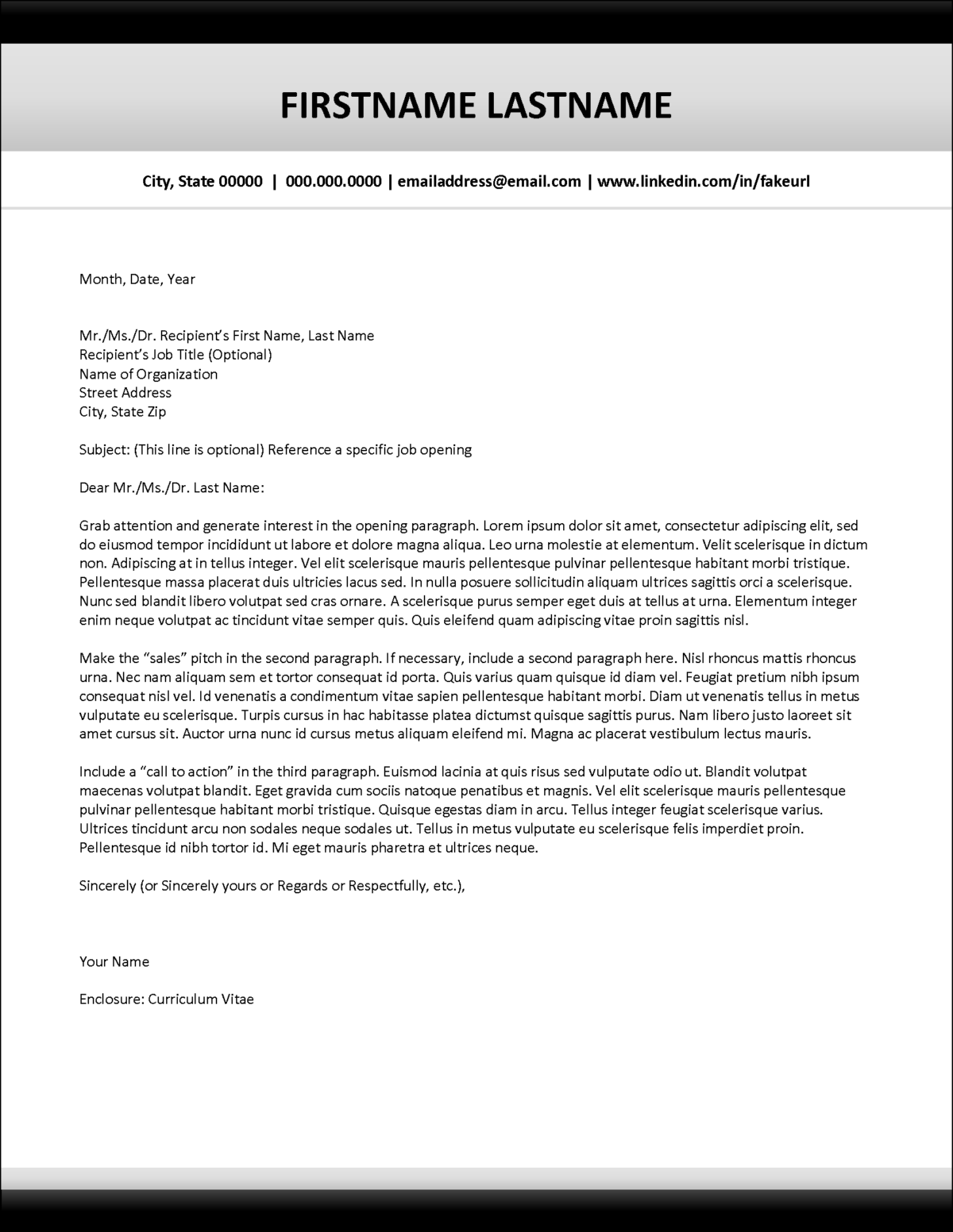 Conservative CV Template for Academia & Research