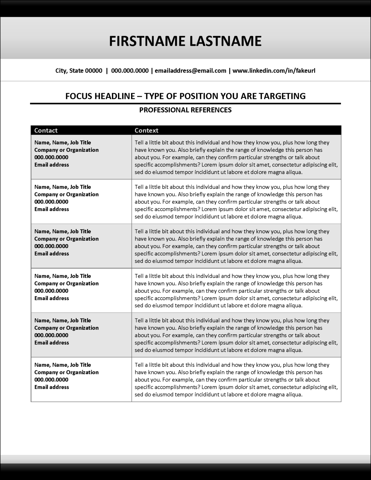 Conservative CV Template for Academia & Research