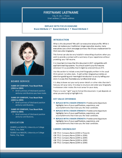 Sophisticated Executive Resume Template for MS Word
