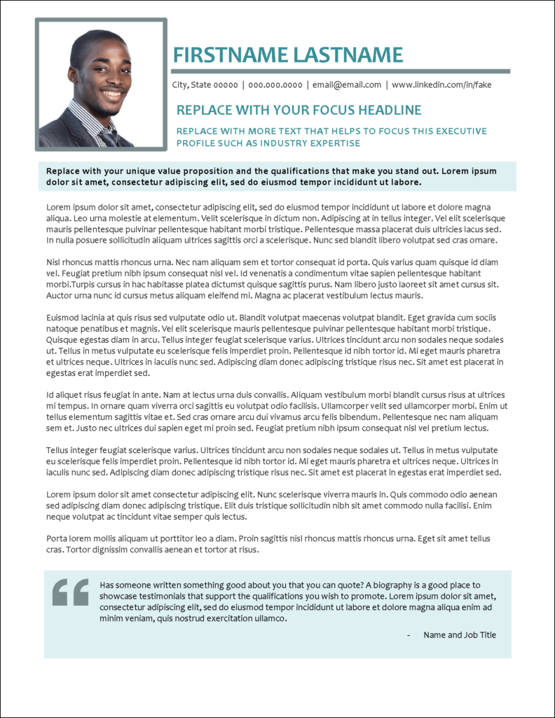 Stylish Value Profile, Bio, References & Cover Letter Templates