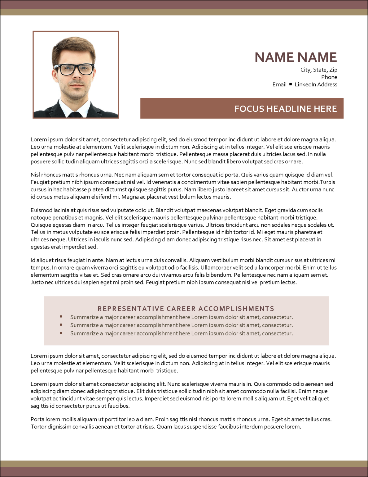 Versatile Executive Profile, Bio, References & Cover Letter Templates