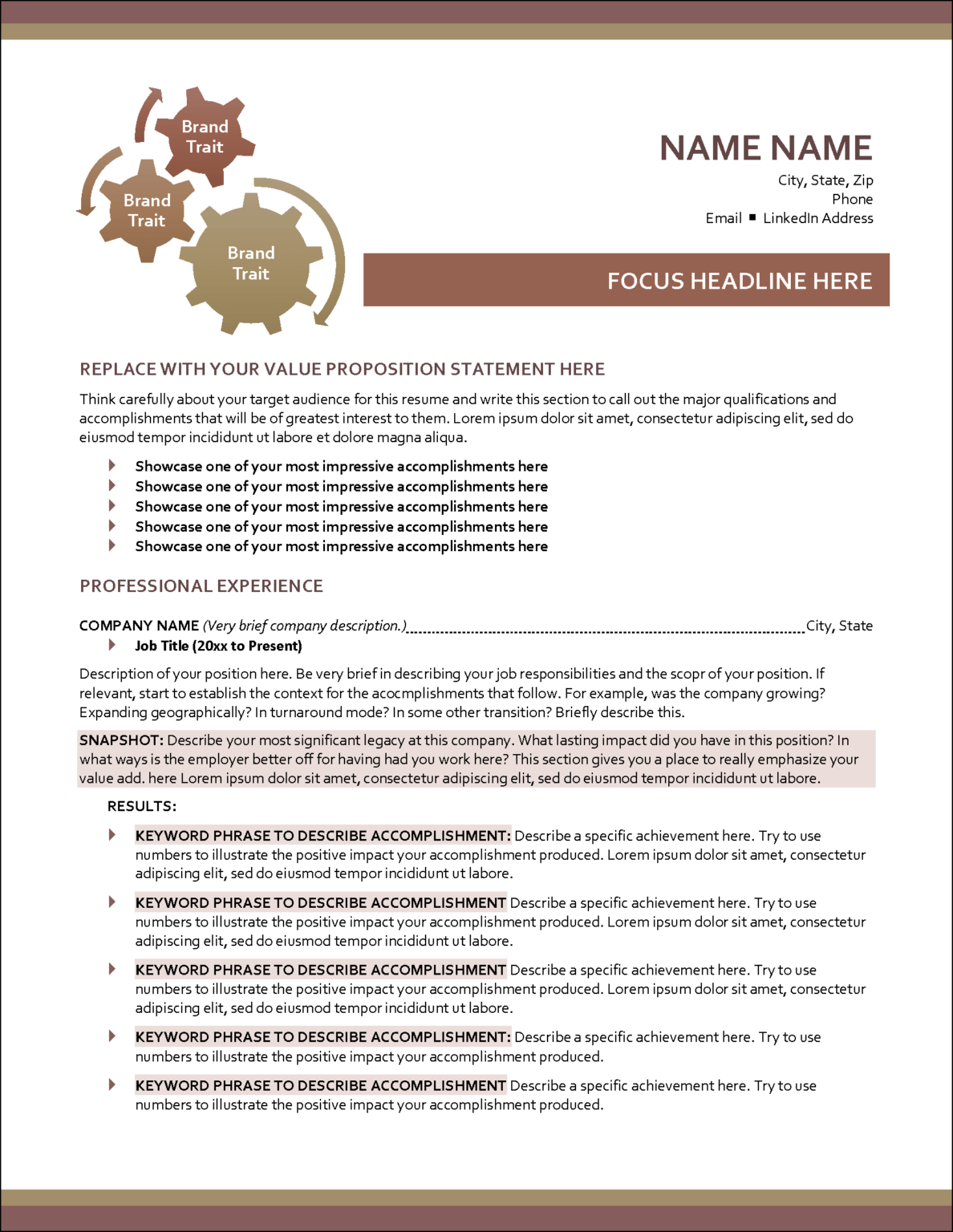 MS Word Template for a Versatile Resume Format