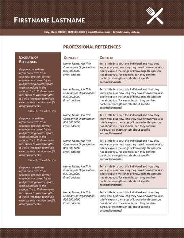 Restaurant Server Resume Template for MS Word: Instant Download