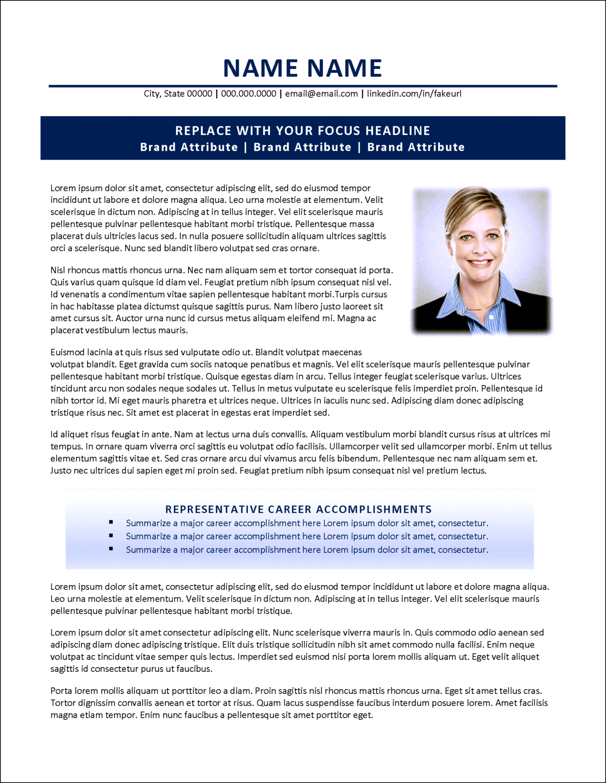 Flexible Executive Profile, Biography, References & Cover Letter Templates