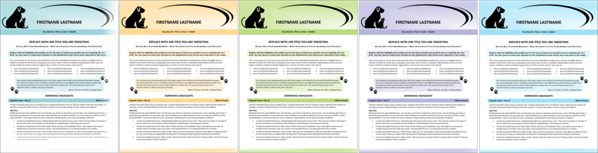Custom-Designed Animal Care Resume Template for Word