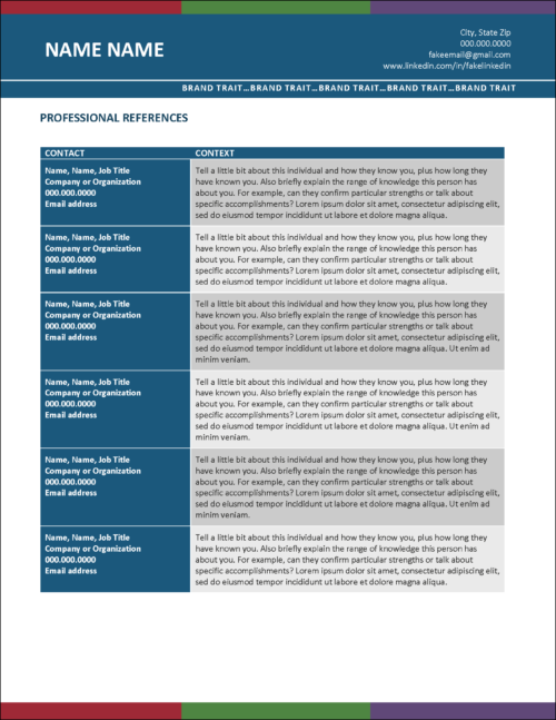 Vibrantly Colored Executive Career Templates