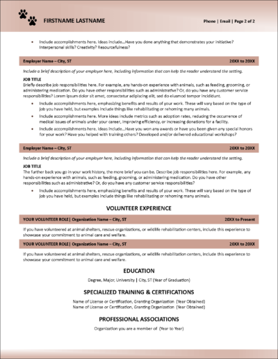 Animal Care-Themed Career Templates