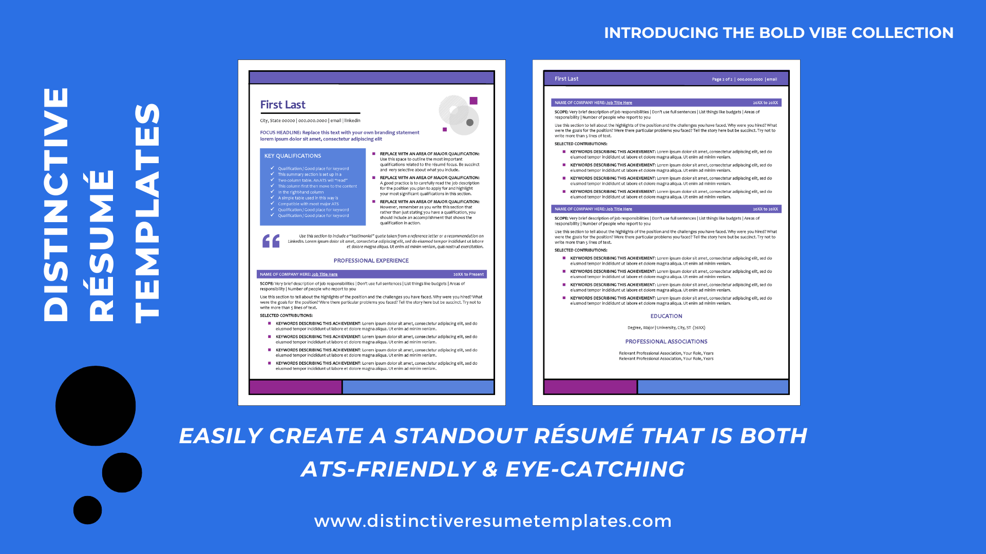 Colorful & Creative Professional Resume Template | Instant Download