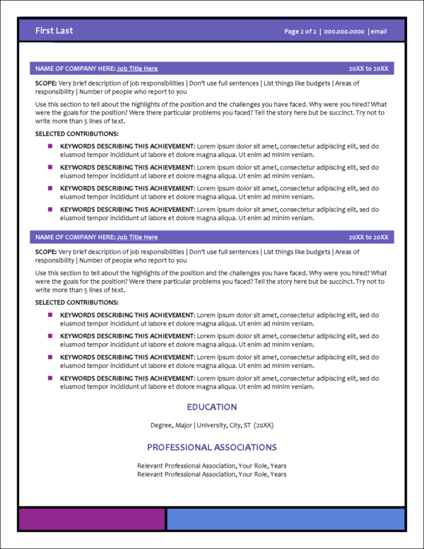 Creative Executive Profile, Bio, References & Cover Letter Templates