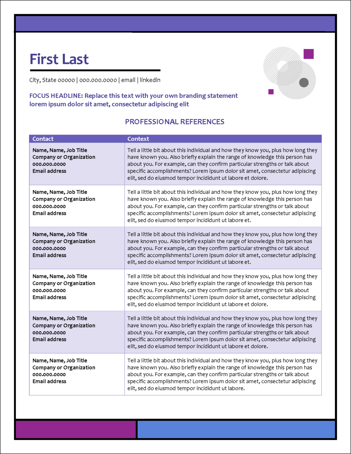 Colorful & Creative Professional Resume Template | Instant Download