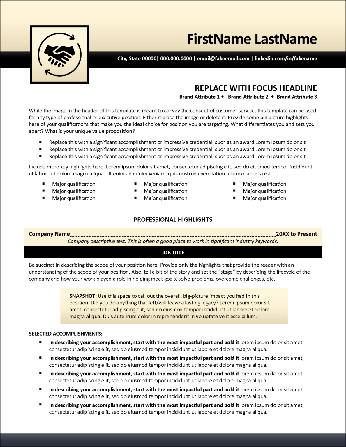 Career Document Templates for Customer Service Professionals