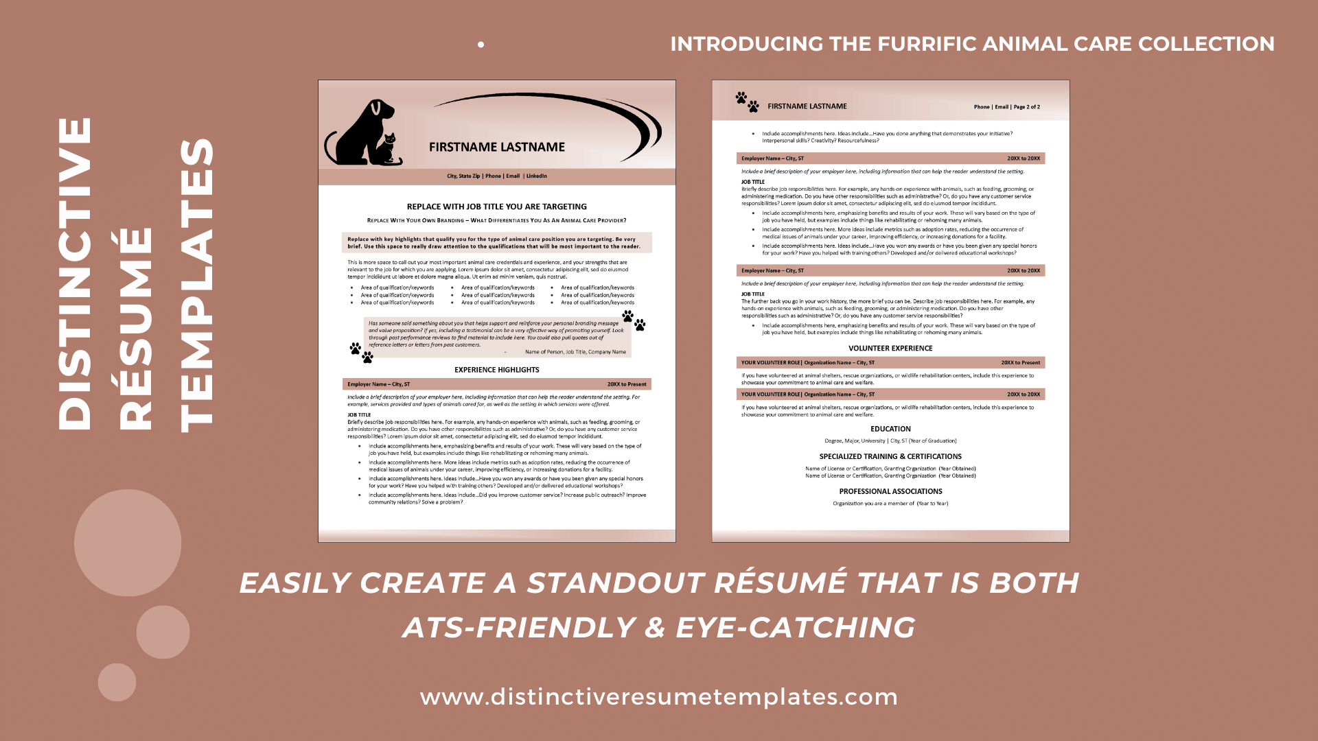 Custom-Designed Animal Care Resume Template for Word