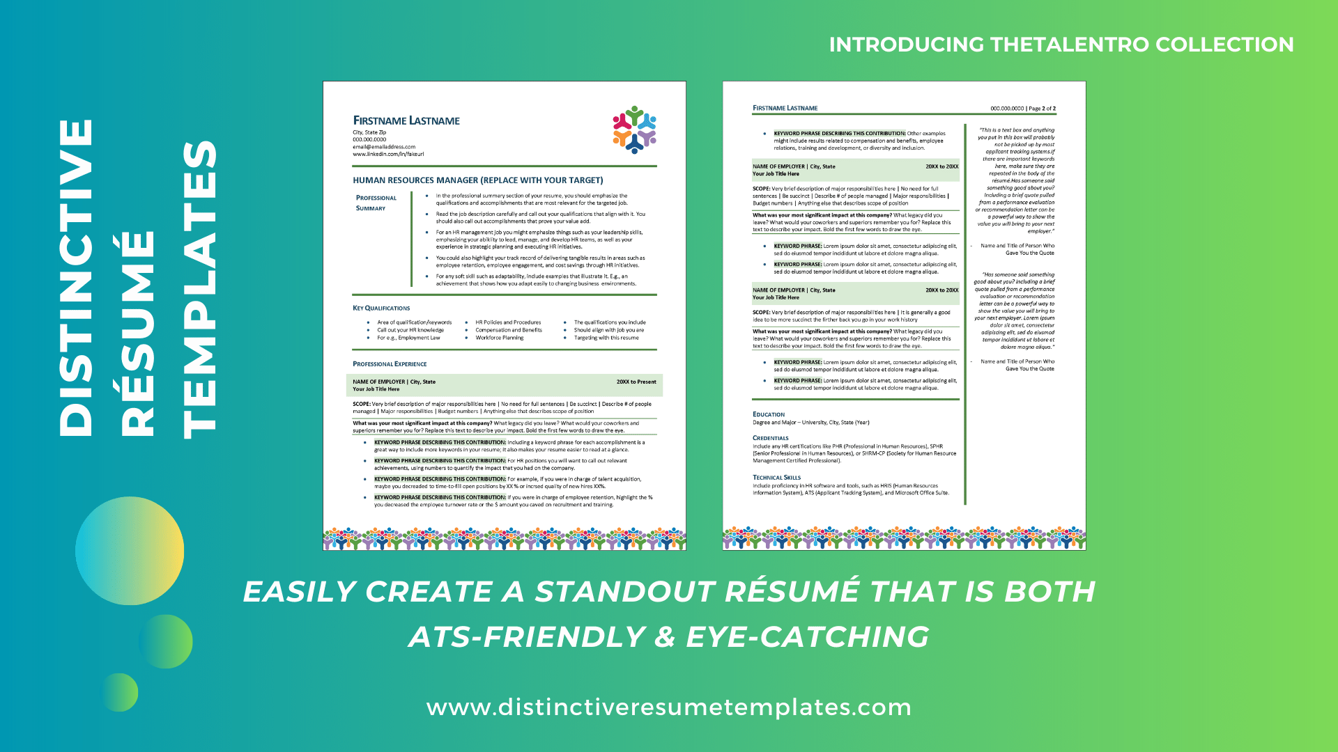 Custom-Designed Human Resources Resume Template for Word