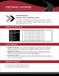 Automotive Industry Resume Template for MS Word