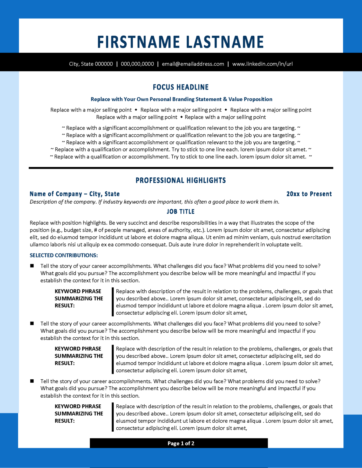 Professional Modern Resume Template | Distinctive Templates