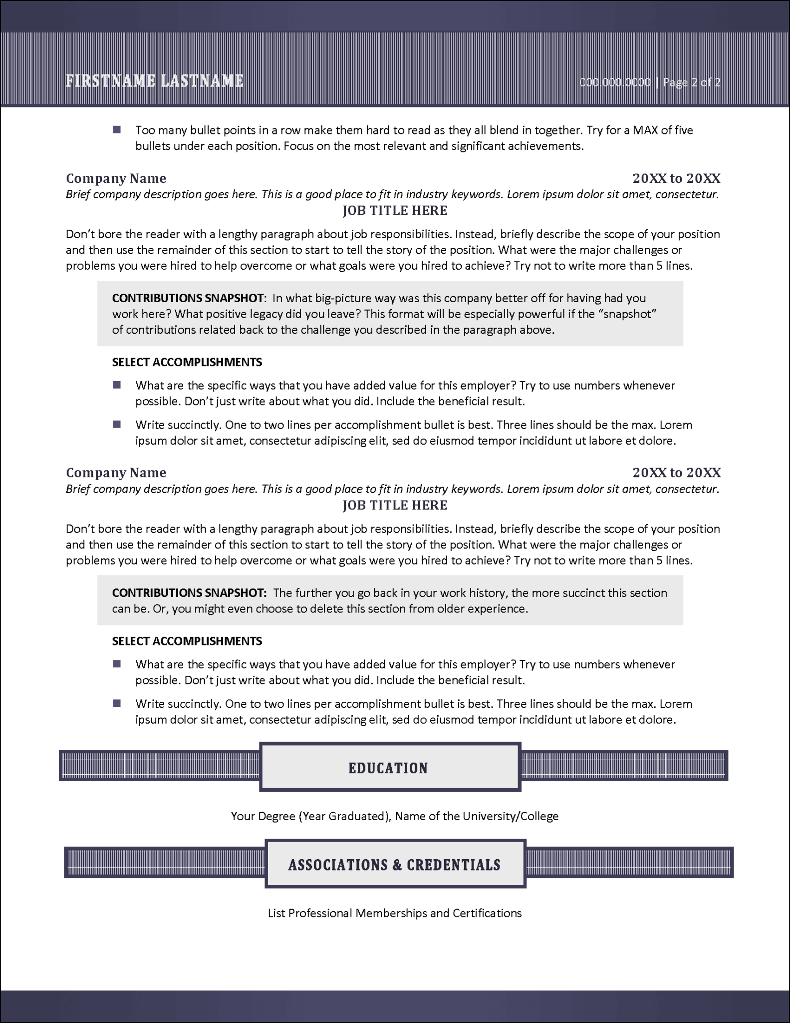 Sophisticated Executive Resume Template | Distinctive Templates