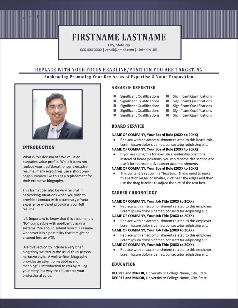 Sophisticated Executive Resume Template | Distinctive Templates